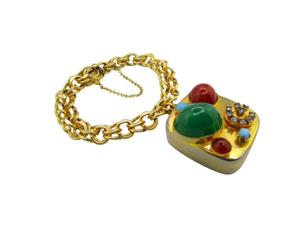 Reuge Swiss Music Box Bracelet/high Dome Cabochons/chrysoprase ...