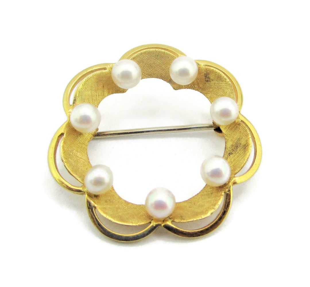 Victorian 18k Wreath Mini 1" Scatter Pin/ European 750 Yellow Gold ...
