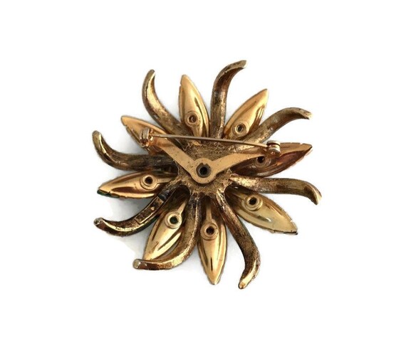 Selini Flower Brooch/Orange & Yellow Lucite Navette s… - Gem