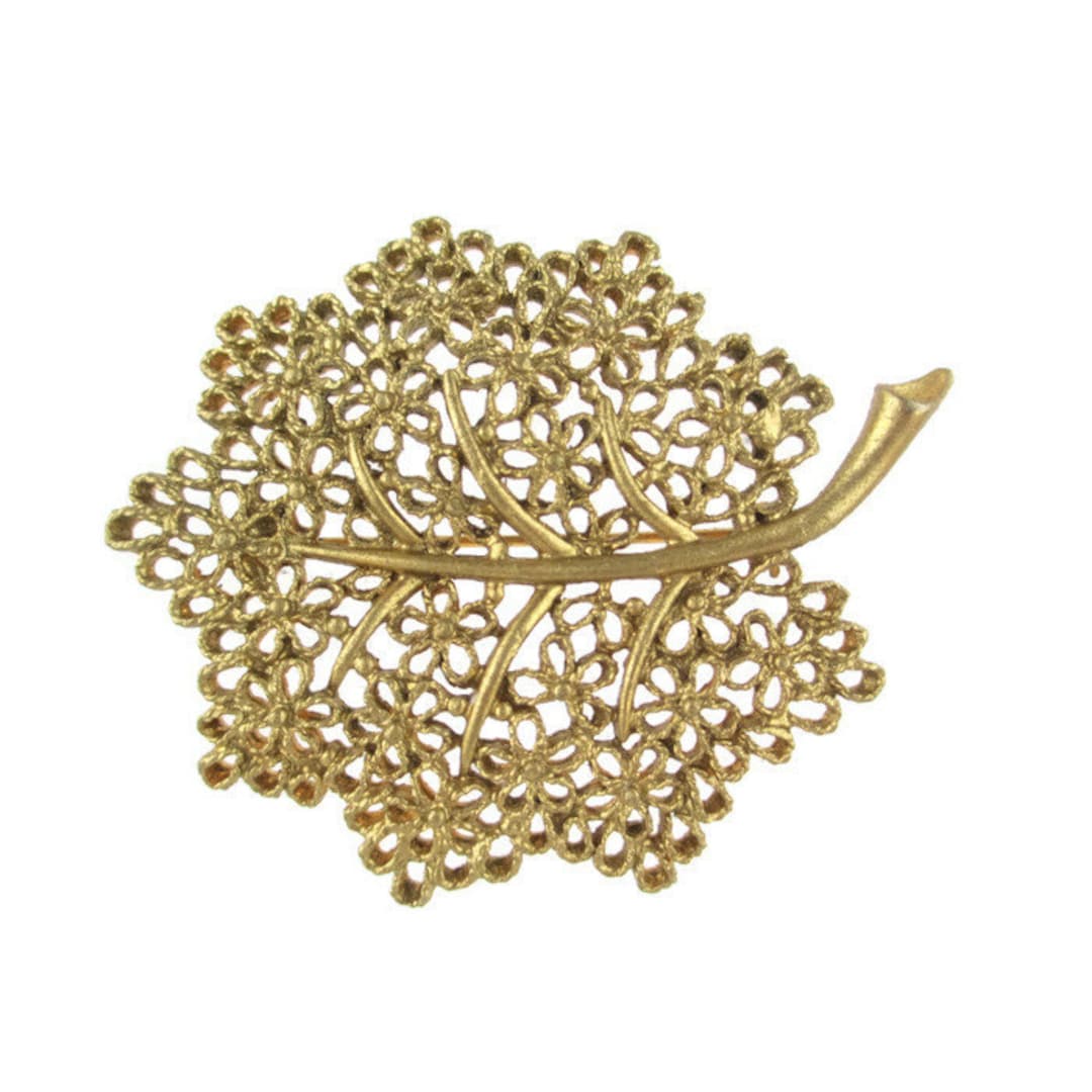 Vintage Openwork Filigree Leaf Motif Pin Brooch - Etsy