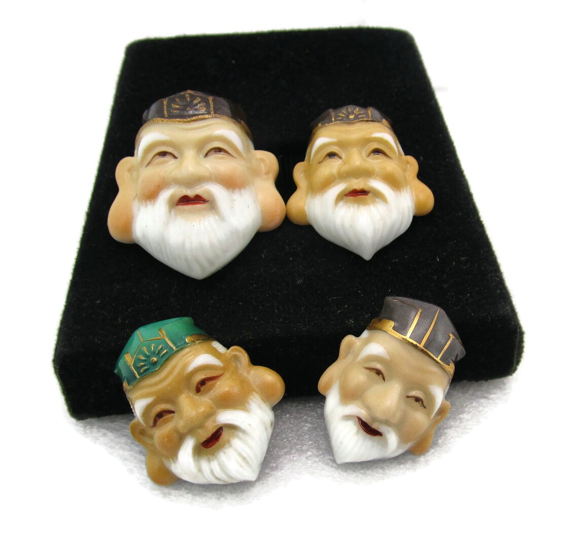 Jumbo Toshikane JUROJIN Button/27mm X 24mm /7 Fortune Gods /japan Arita ...