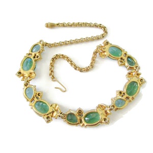 Elsa Schiaparelli Necklace/large Green Stones/unfoiled Oval & Pear ...