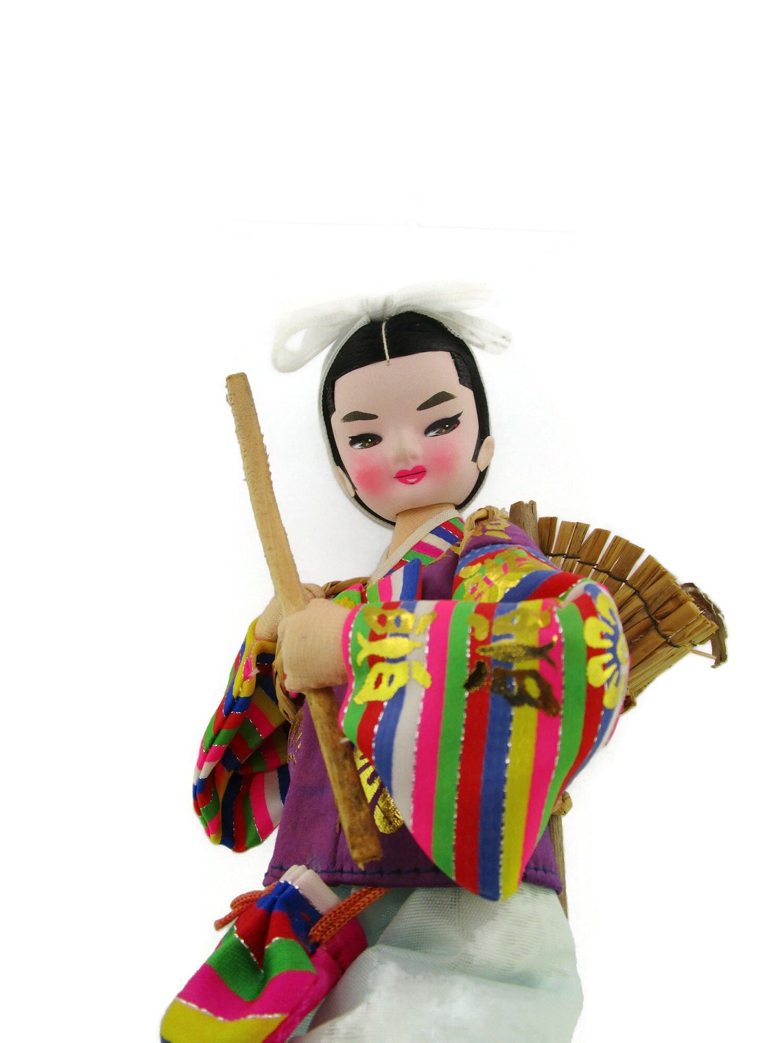 Saekdong Hanbok 10" Doll/south Korean Peasant Boy/in Violet Striped ...