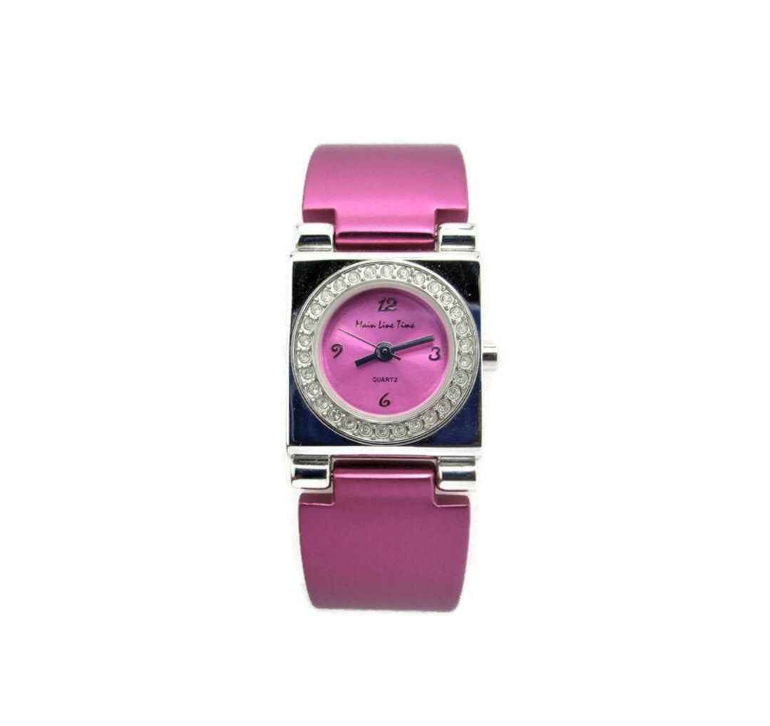Main Line Time Hot Pink Watch/ Women's Quartz / Rhinestone Bezel ...