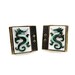Toshikane Japan Cuff Links Set/green Chinese Dragon/ White Square Tiles ...