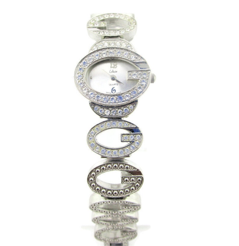 Collezio Rhinestone Watch/japan Quartz Movement/silver Tone - Etsy