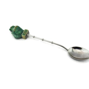 Toshikane FOO DOG Spoon/right Facing Ceramic Finial/rare Green Chinese ...