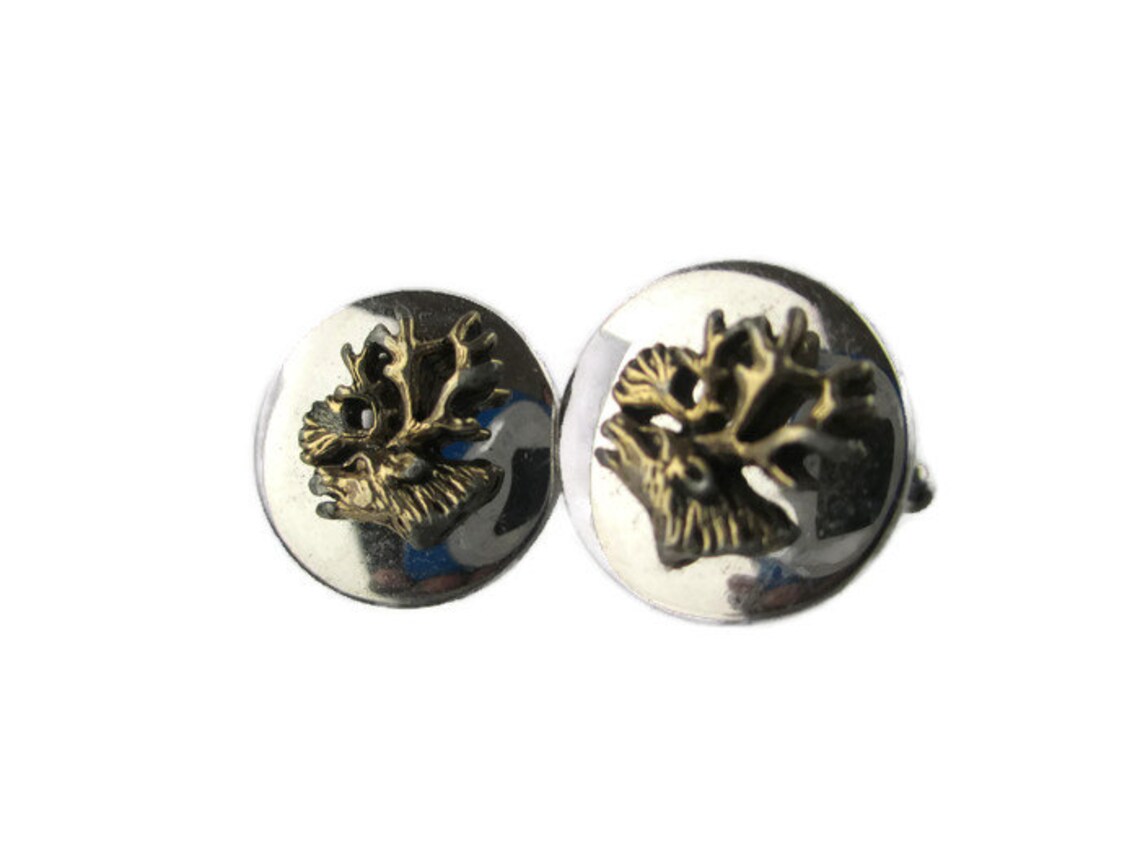 Anson Moose Head Cuff Links/ Silver and Gold Tone Cufflinks / - Etsy