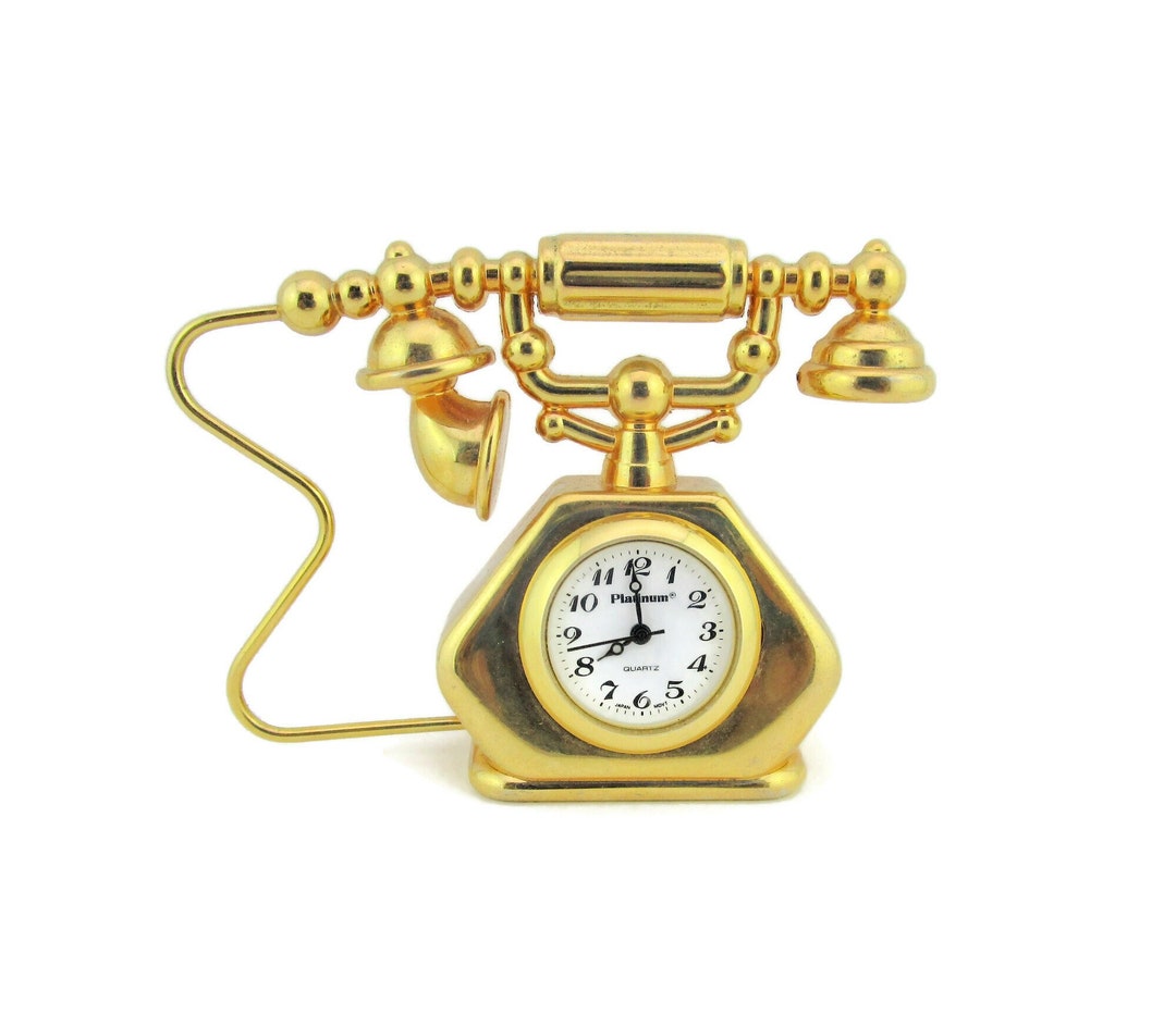 Miniature Telephone Clock/ Vintage Look Gold Tone Quartz Watch/new ...