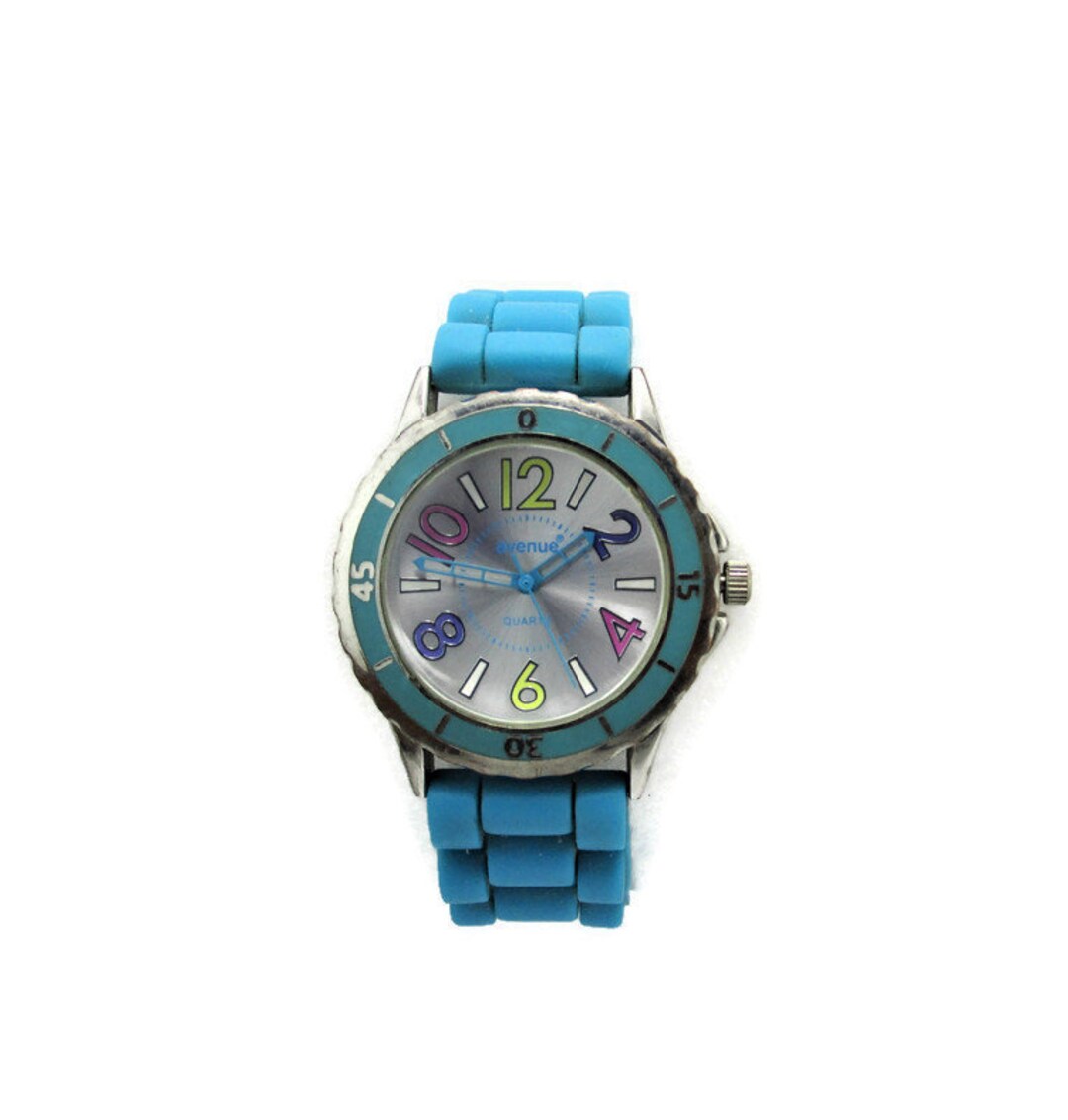 Avenue Turquoise Blue Watch /enamel Numbered Bezel/ Silver Dial/ China ...