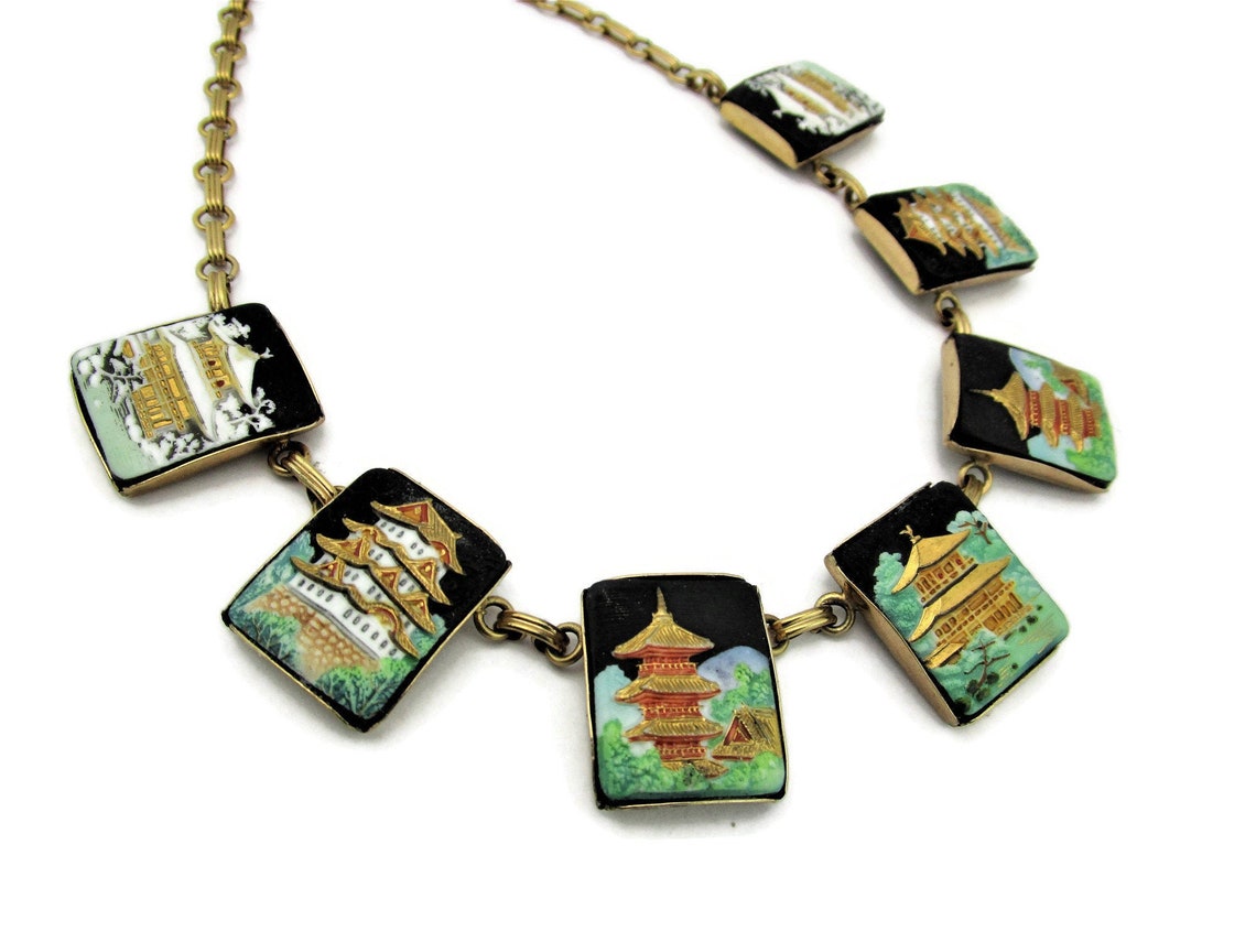 トシカネ Toshikane Necklace/historical Landmarks of Japan/12k Gold - Etsy