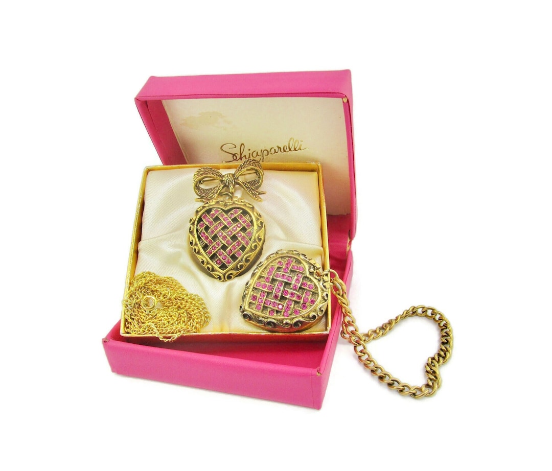 Schiaparelli Heart Lockets/shocking Solid Creme Parfum/hot Pink ...