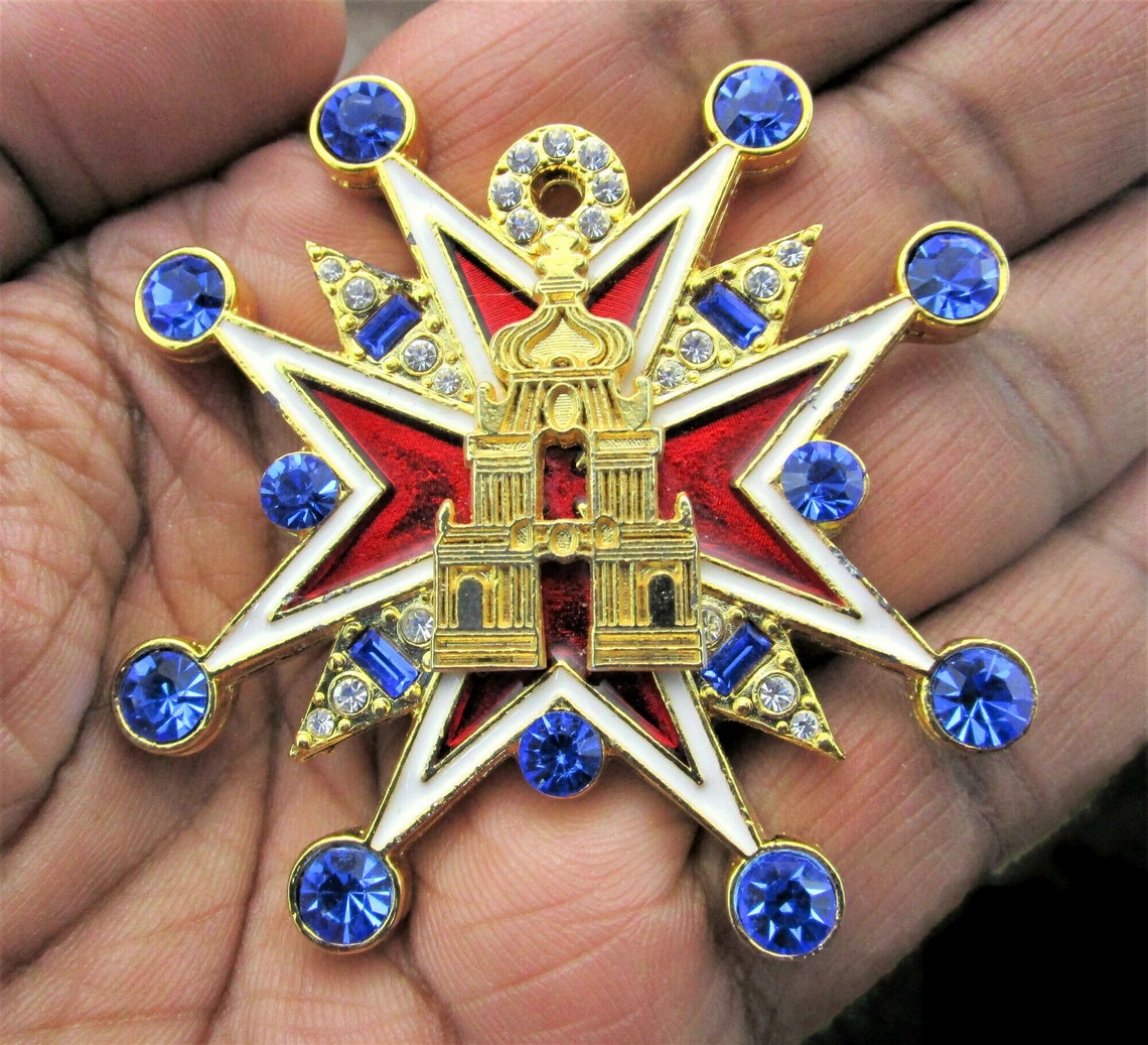 Cross of Malta Romanov Brooch/clear & Blue Chatons/blue - Etsy