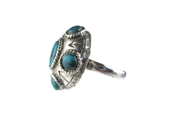 Vintage Uncas Faux Turquoise Ring/ Dome Shaped /Sil… - Gem