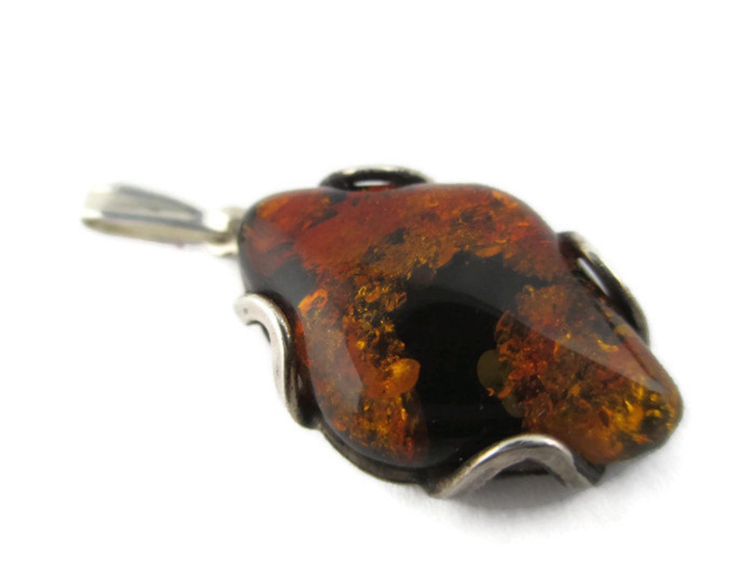 Vintage Kite Shaped Baltic Amber Sterling 925 Silver Pendant - Etsy
