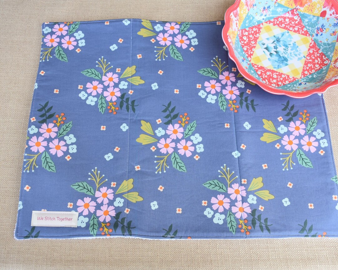 Floral Dish Drying Mat: Handmade Cotton Kitchen Counter Decor - Etsy
