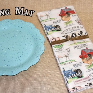 Dish Drying Mat in FARM Fabric, Dish Drainer Mat, Kitchen Counter Mat ...