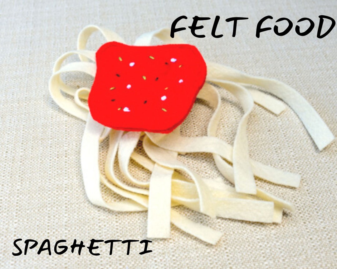 Felt Food for Play, Bear's Felt Food SPAGHETTI With SAUCE, Imaginary ...