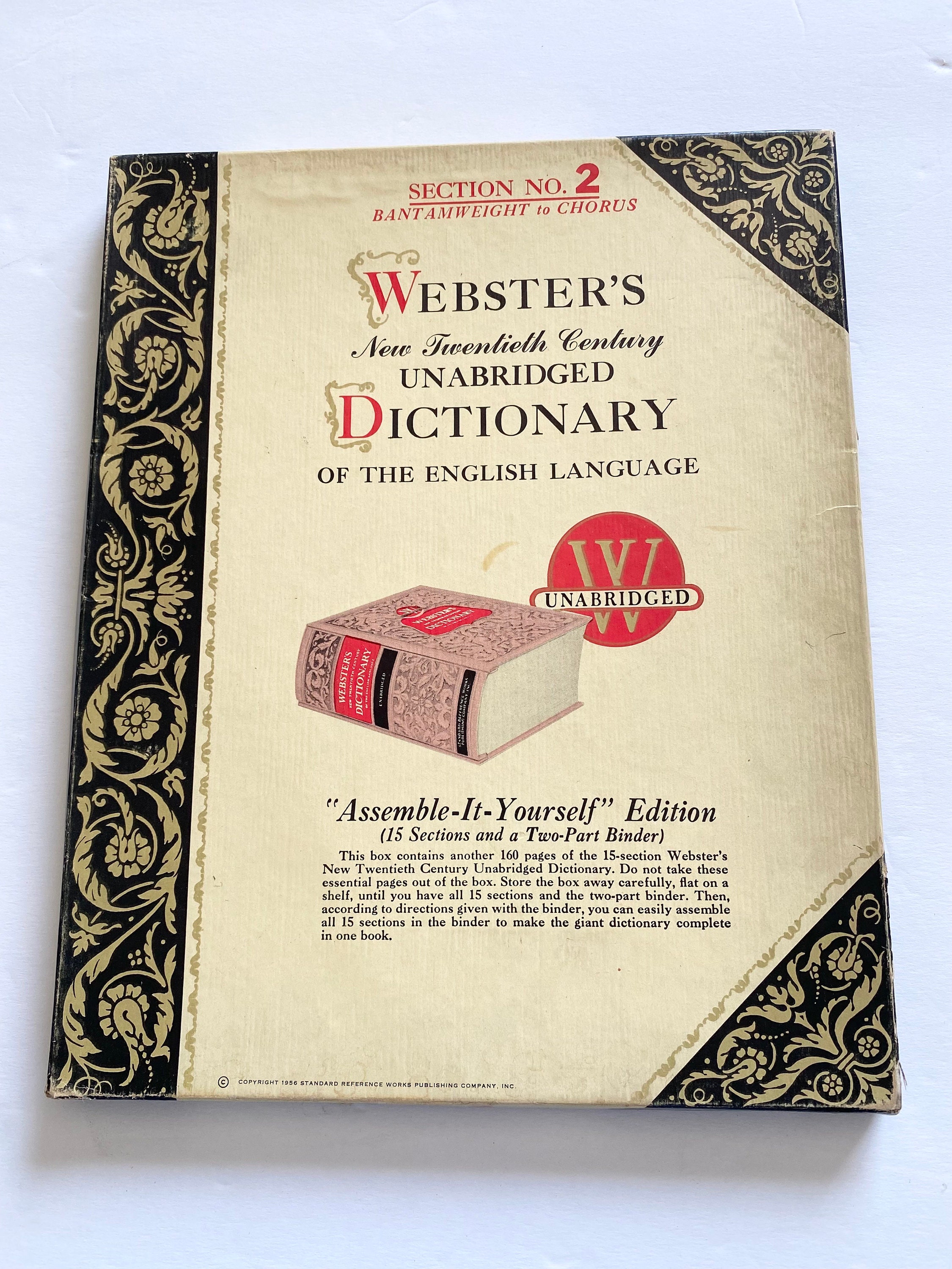 Vintage 1956 Dictionary Pages Websters Unabridged Dictionary Loose Numbered Pages 80 Pages Boxed ...