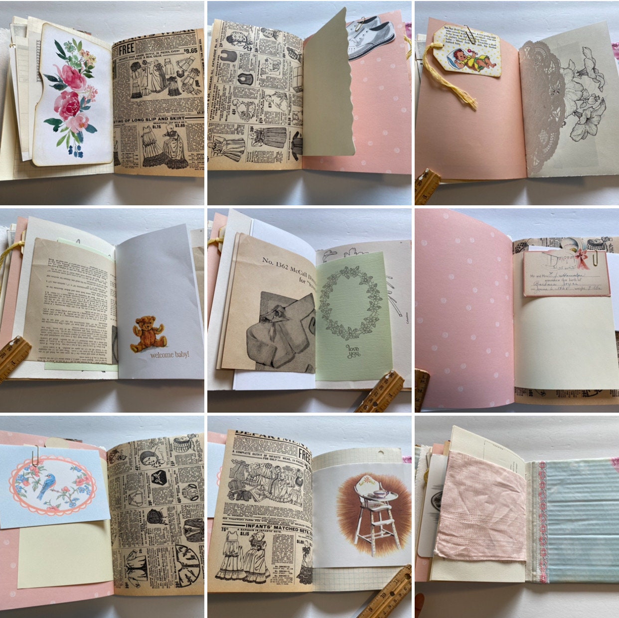 Handmade Baby Girl Junk Journal Memory Book Keepsake Baby Book Baby ...