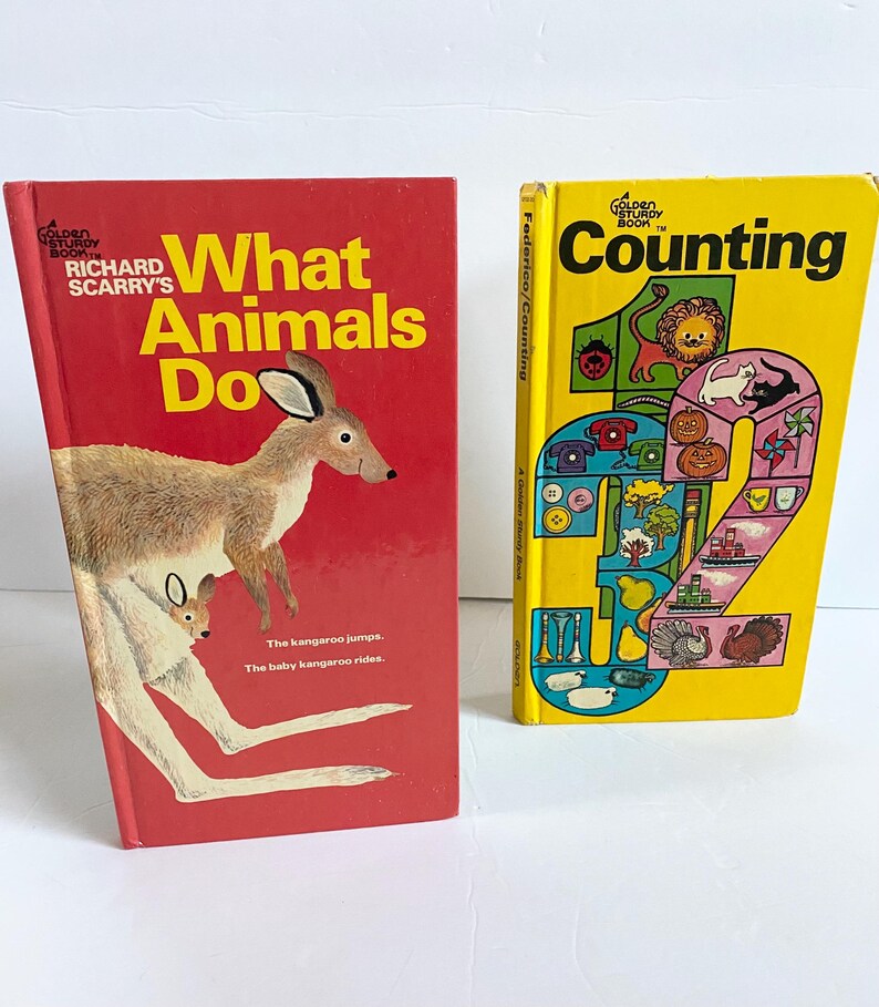 A Golden Sturdy Book Set Richard Scarrys What Animals Do 1970s Counting ...