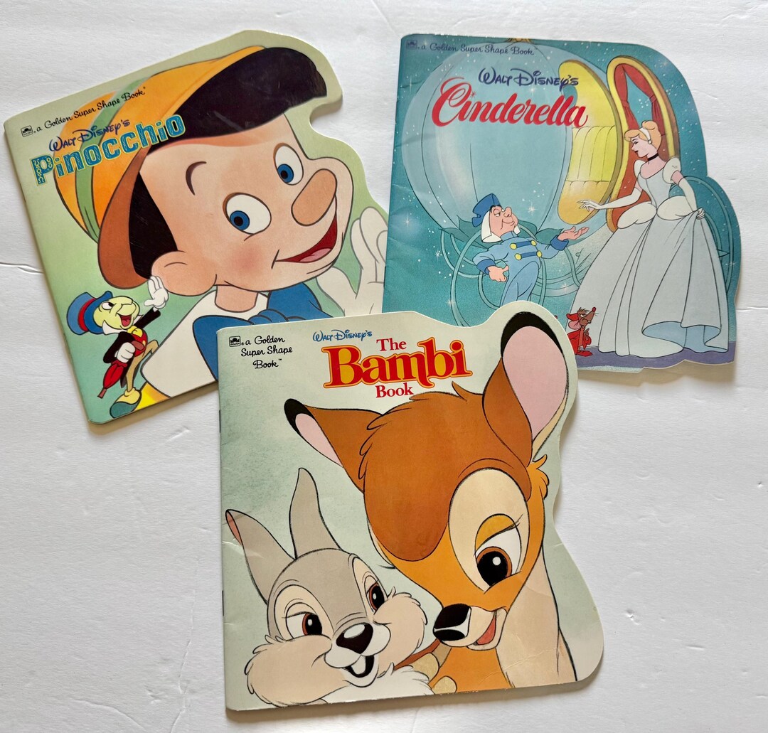A Golden Super Shape Book Lot - 1980s Disney Books - Set of 3 - Vintage ...