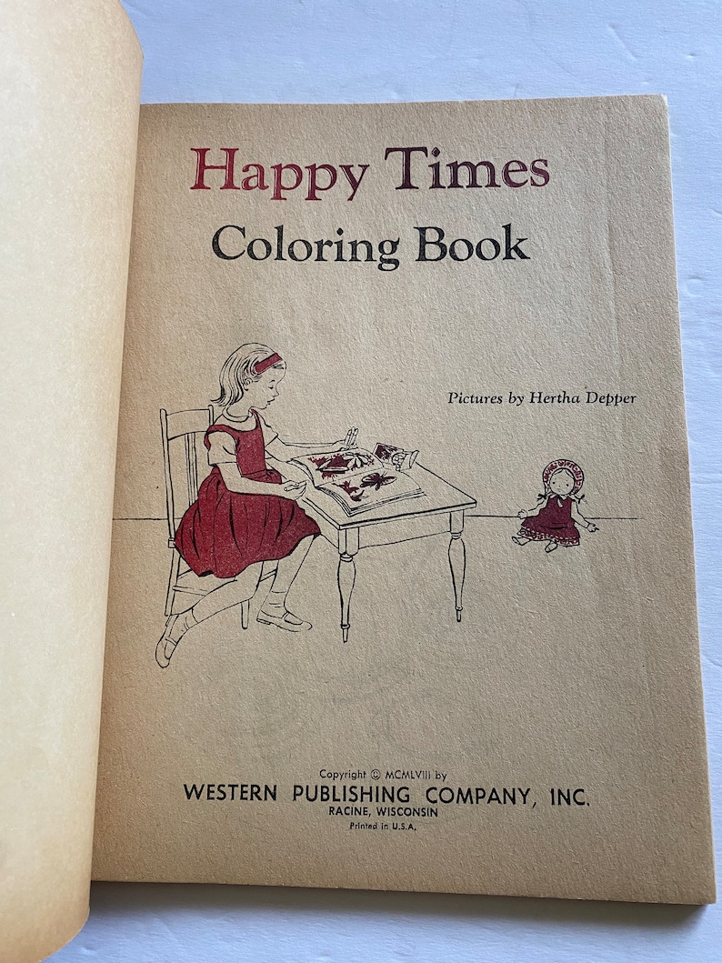 Vintage Childrens Coloring Book 1958 Happy Times Coloring Book Western ...