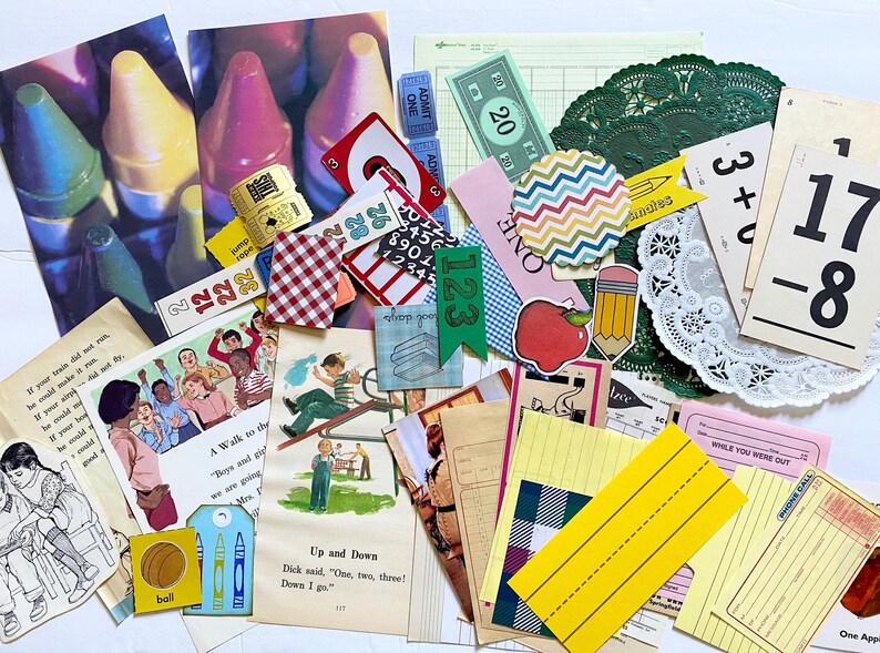 Vintage Back to School Themed Ephemera Pack Retro School Ephemera Junk ...