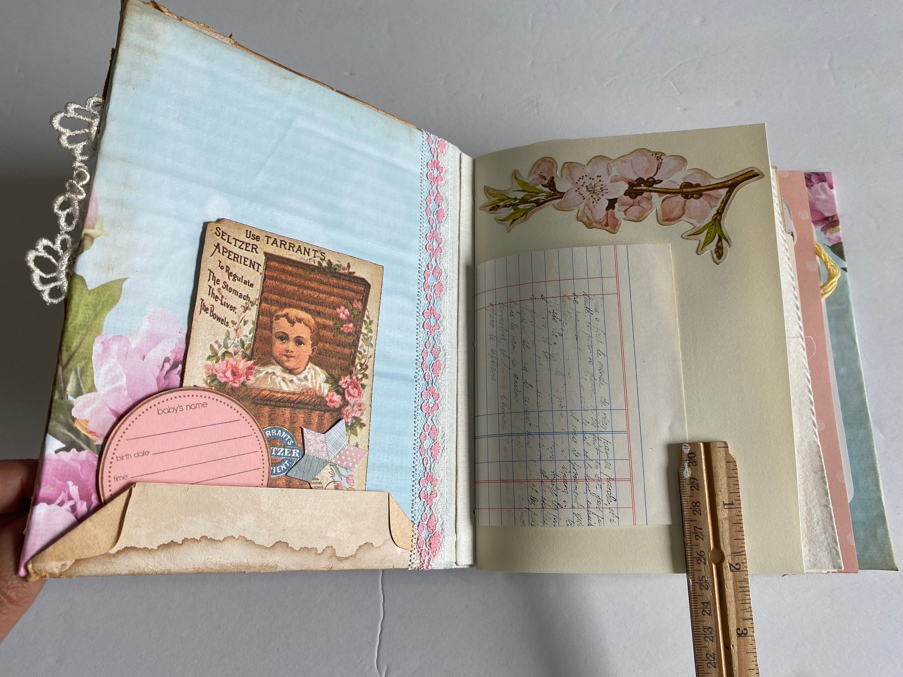 Handmade Baby Girl Junk Journal Memory Book Keepsake Baby Book Baby ...