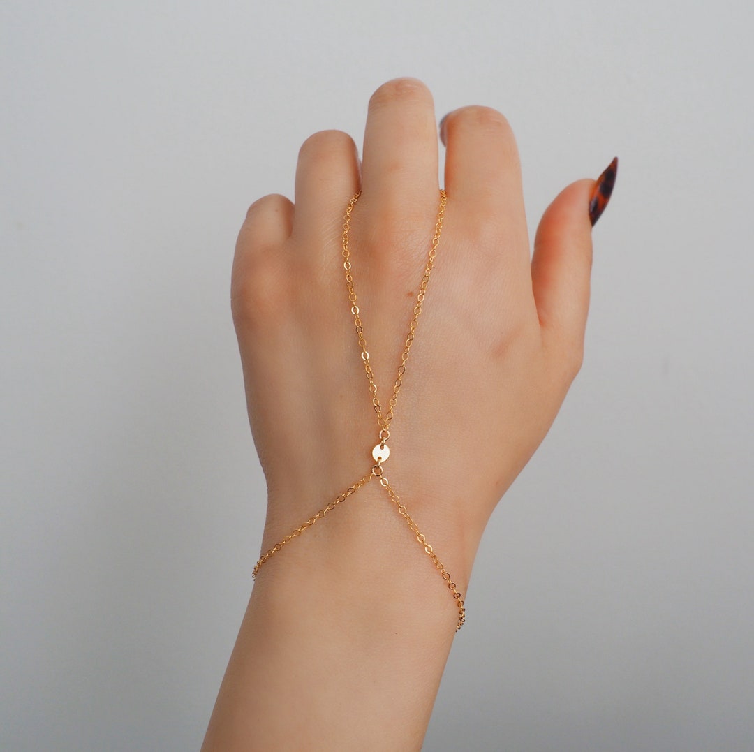 14k Gold Filled Tiny Coin Loop Dainty Hand Chain - Etsy