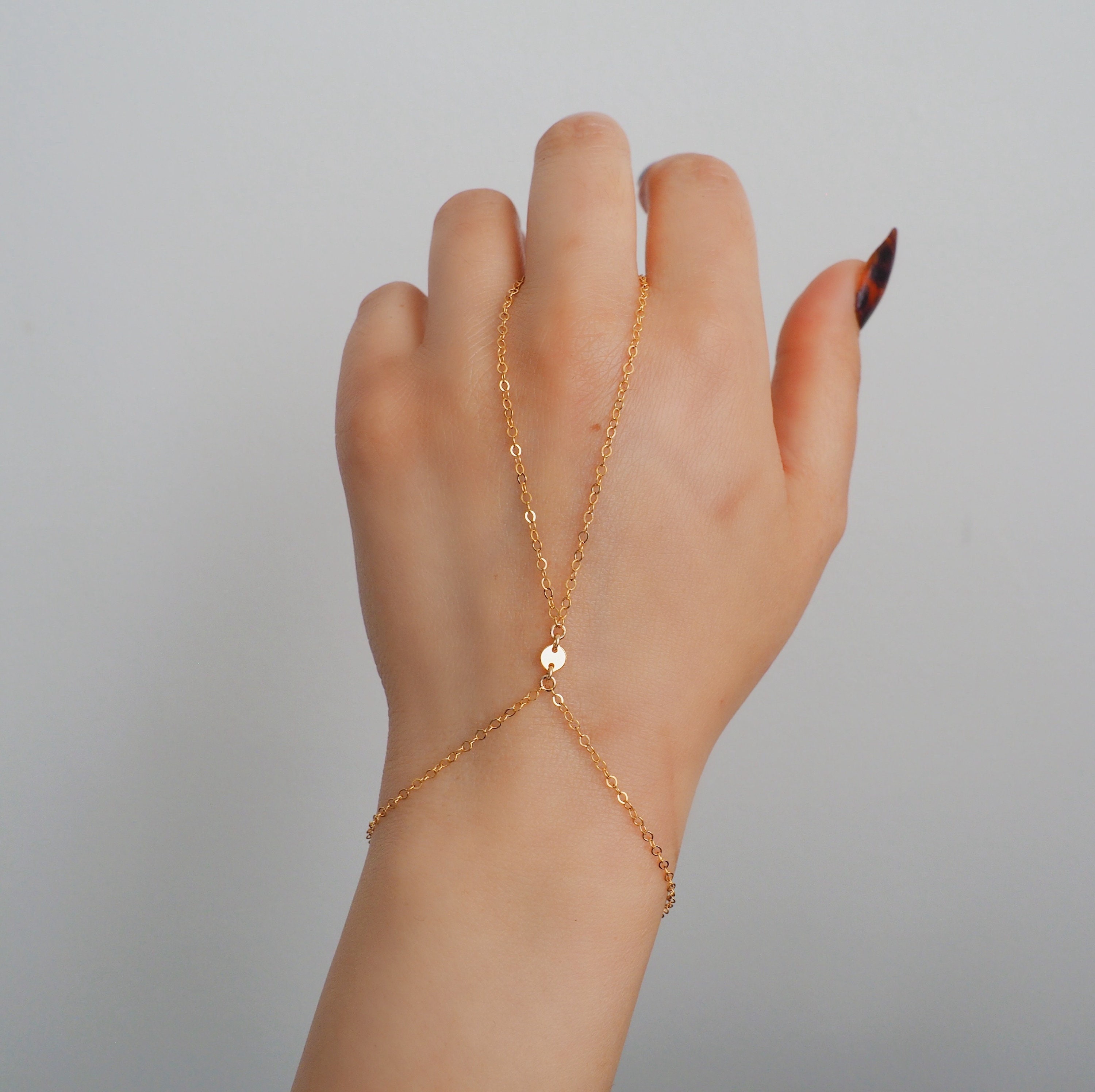 14k Gold Filled Tiny Coin Loop Dainty Hand Chain - Etsy