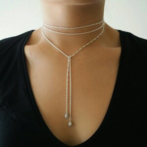 Sterling Silver Braided Rope Chain Wrap Necklace - Etsy