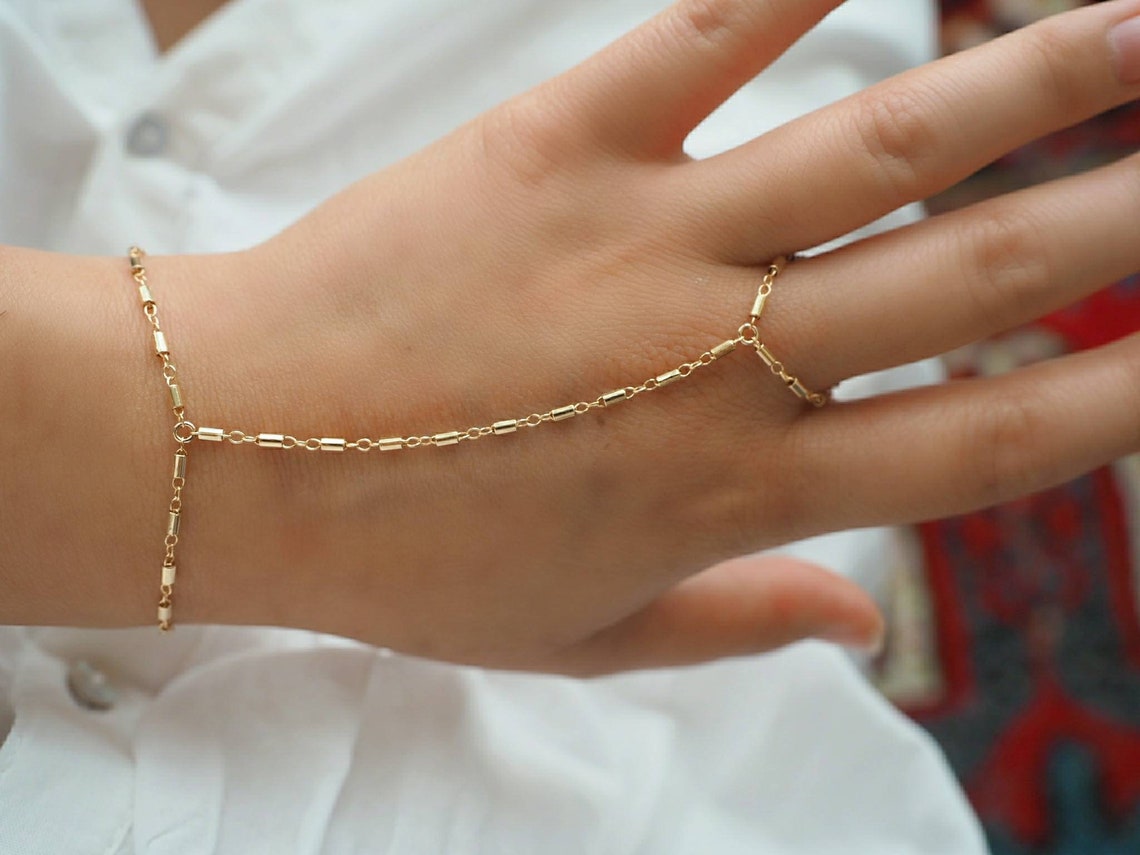14k Gold Filled Bohemiandainty Hand Piece Real Gold - Etsy