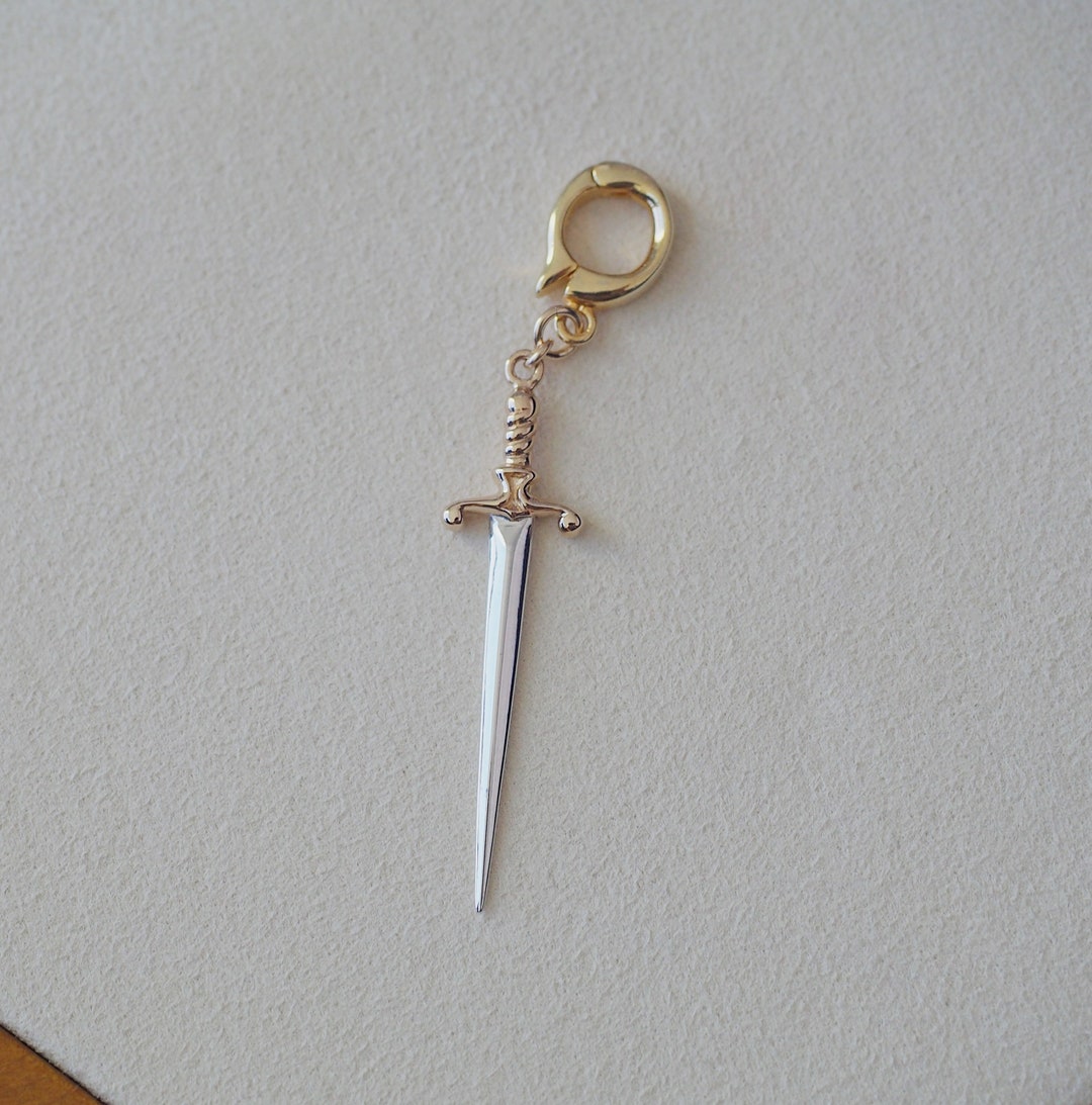 14k Gold Vermeil Sterling Silver Sword Charm Pendant - Etsy