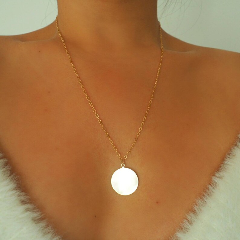 14k Gold Filled Large Coin Disc Layer Necklace Real Gold | Etsy
