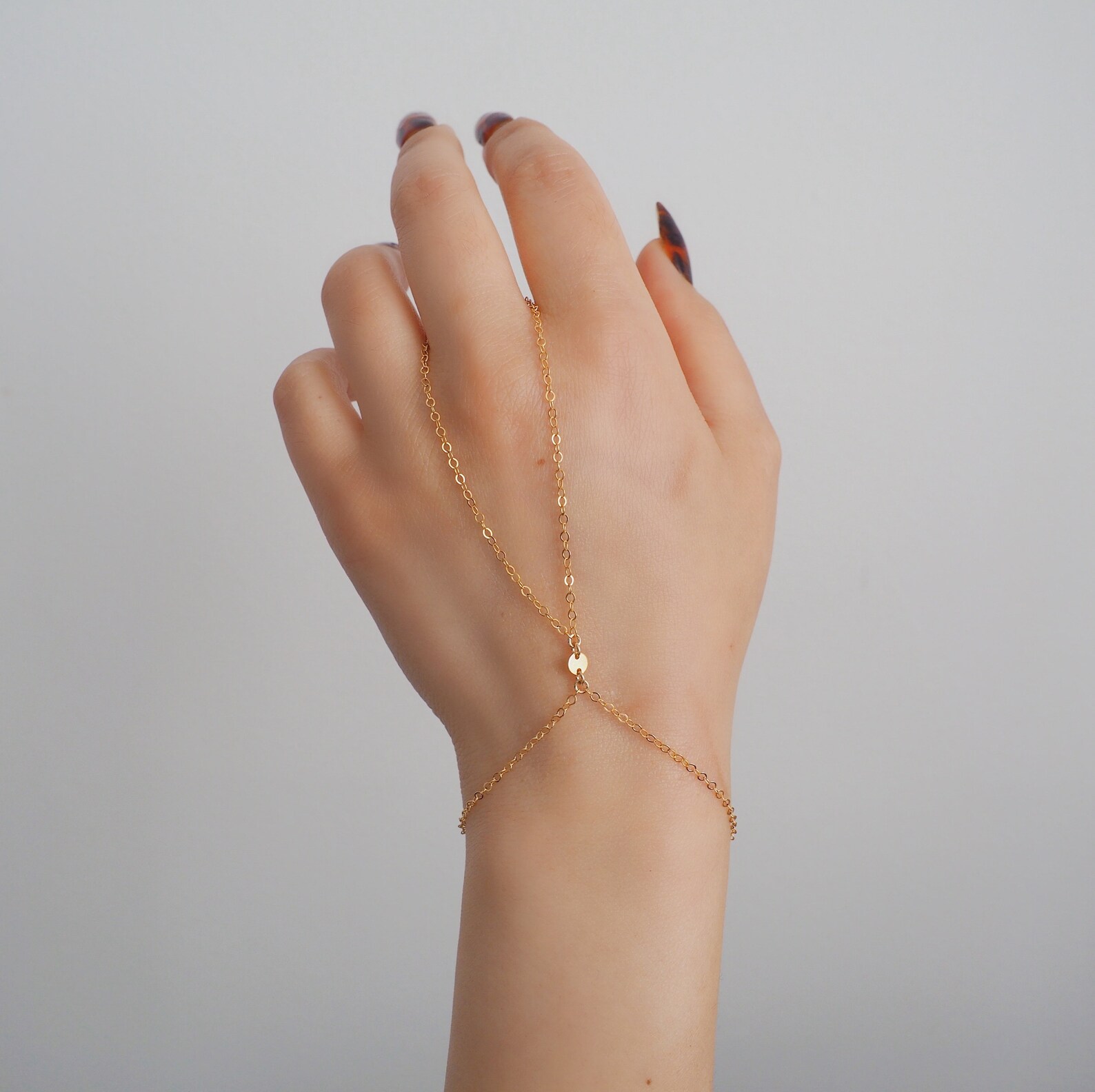 14k Gold Filled Tiny Coin Loop Dainty Hand Chain - Etsy