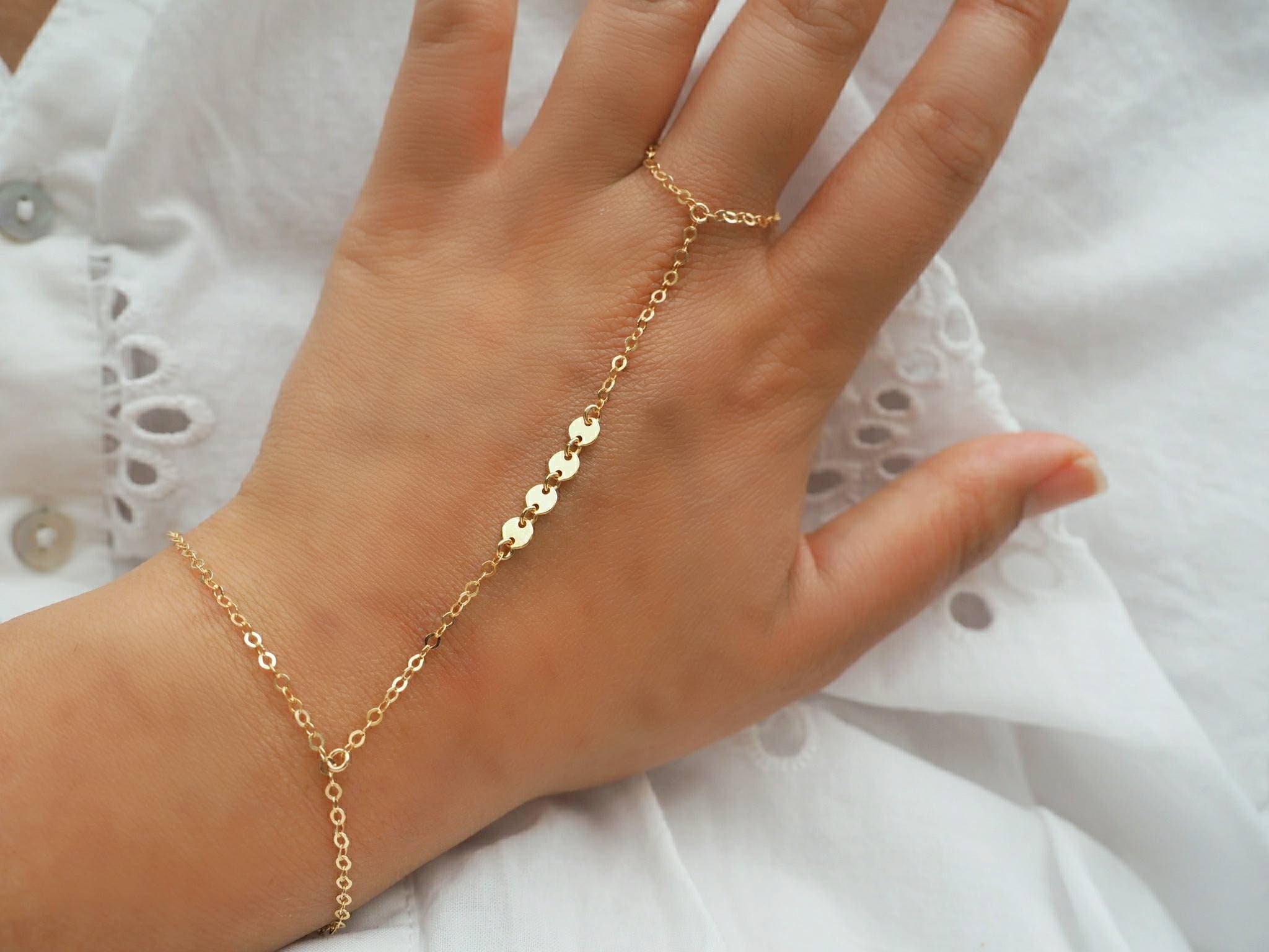 Dainty 14k Gold Filled Hand Piece With Tiny Coins Real Gold - Etsy