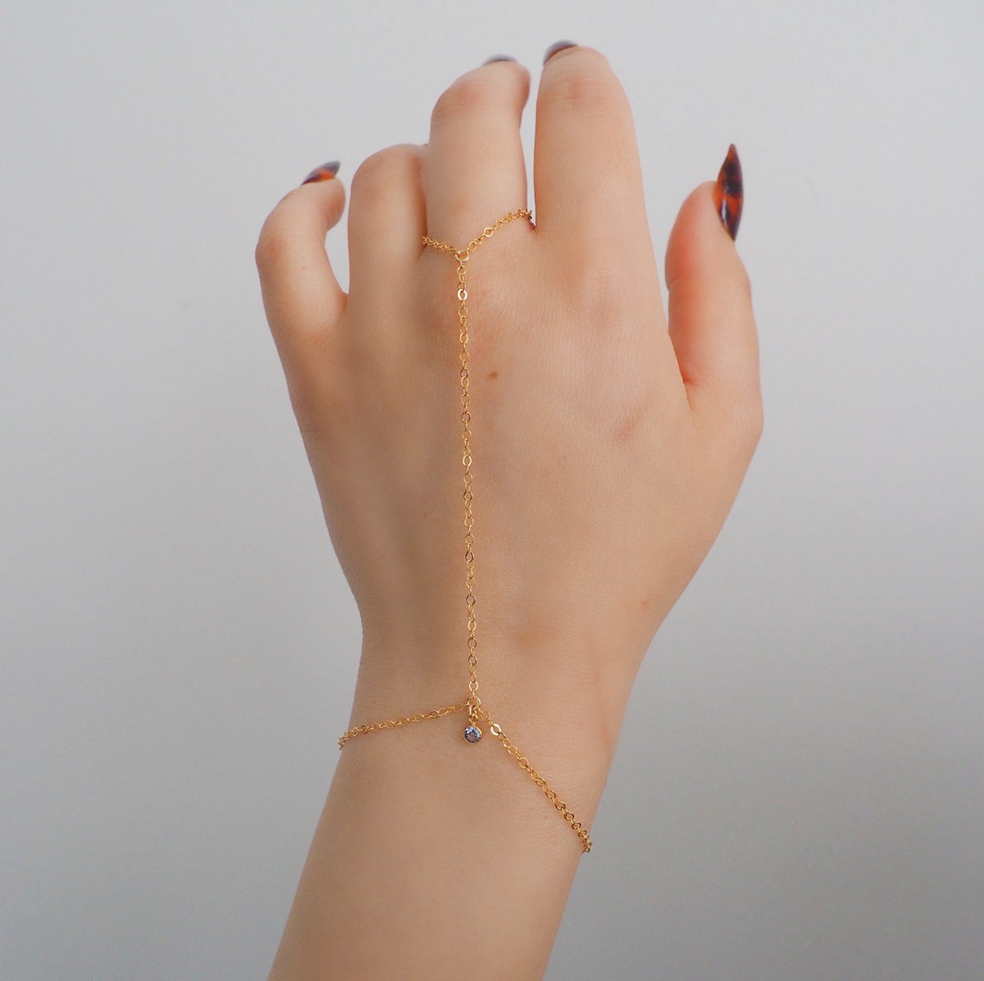 14k Gold Filled Tiny BLUE TOPAZ Classic Dainty Hand Chain - Etsy