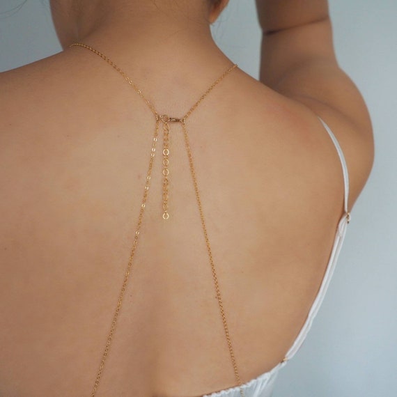 14k Gold Filled Double Layer DRAPED BACK Swarovski Crystal Line Body Chain Etsy