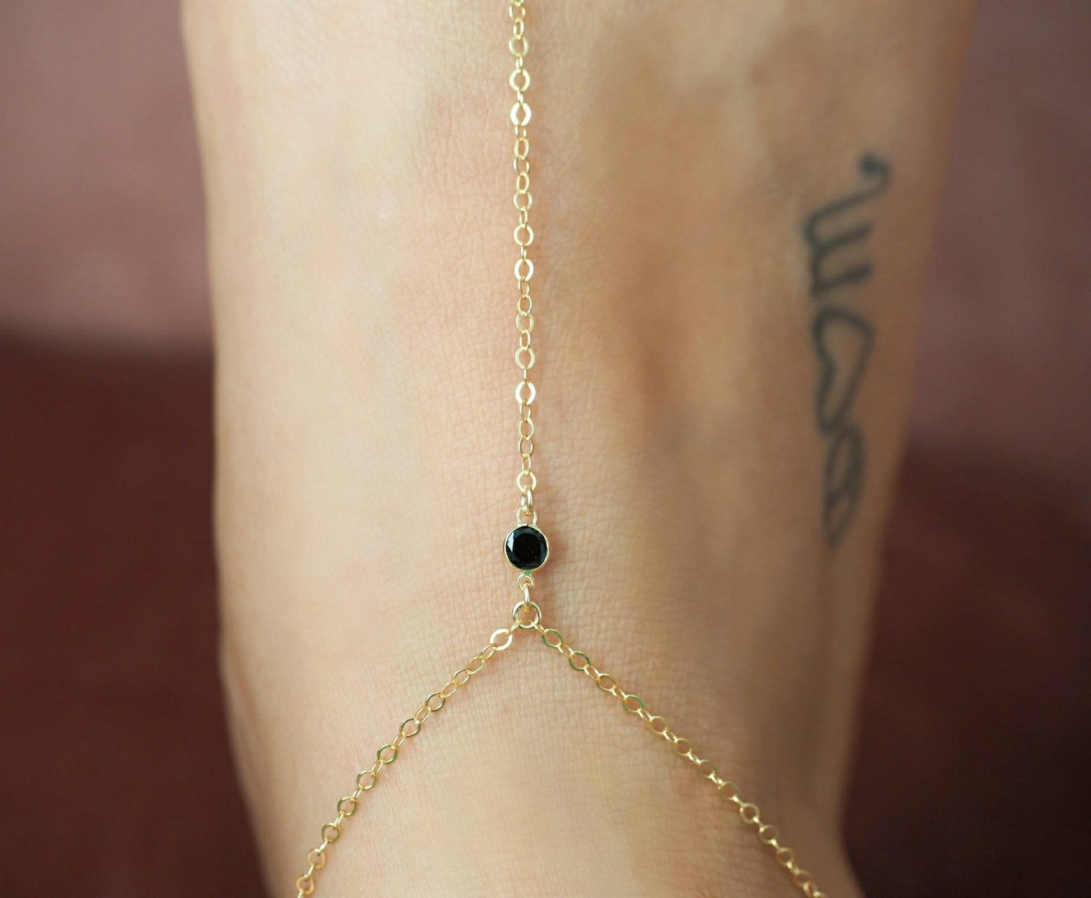 14k Gold Filled SPINEL Dainty Foot Piece Anklet - Etsy