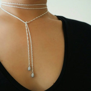 Sterling Silver Braided Rope Chain Wrap Necklace - Etsy