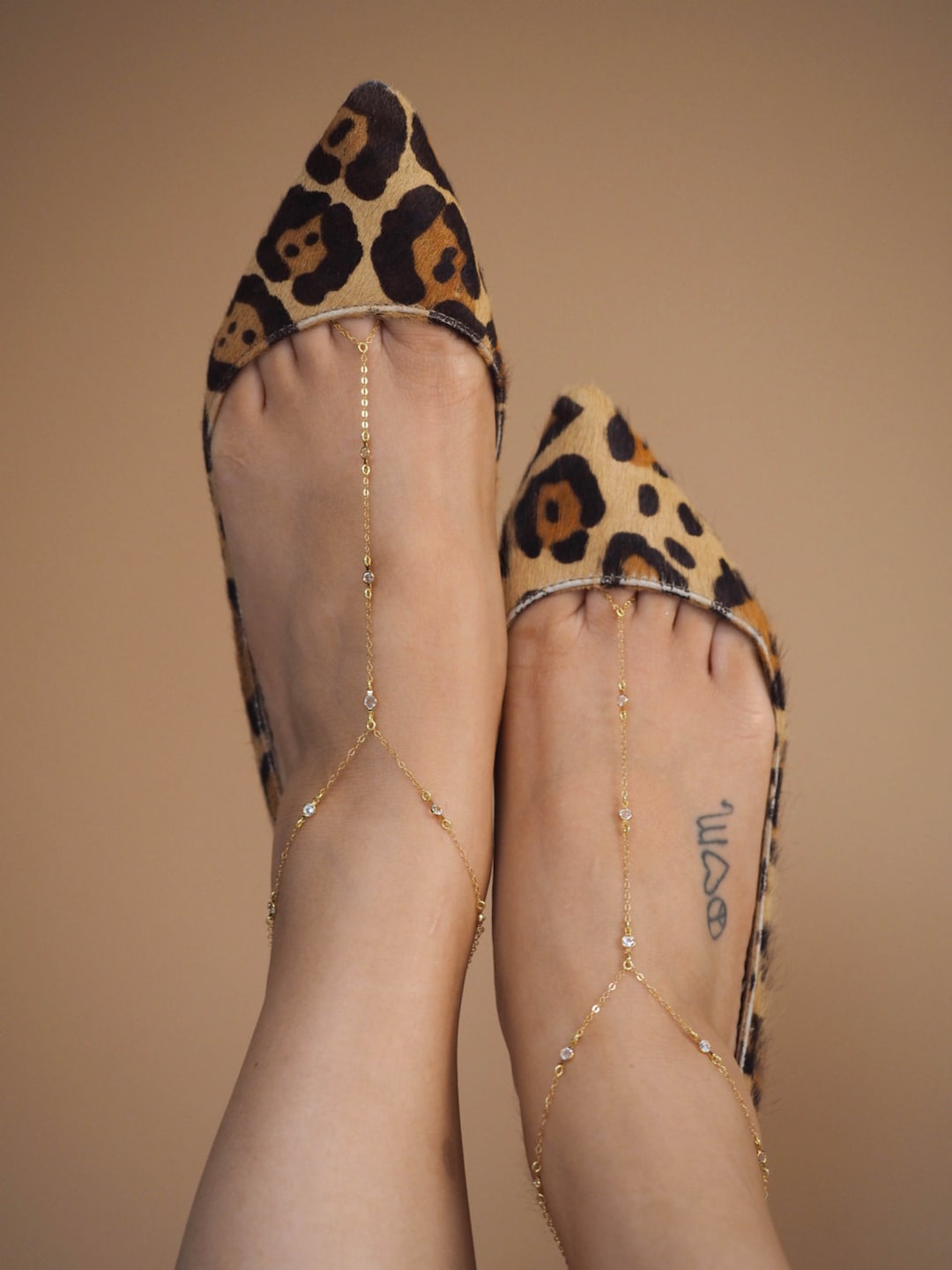 14k Gold Filled Tiny Swarovski Crystals Foot Piece Anklet - Etsy