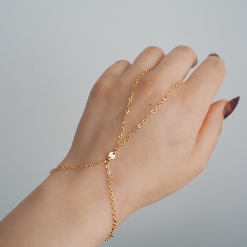14k Gold Filled Tiny Coin Loop Dainty Hand Chain - Etsy