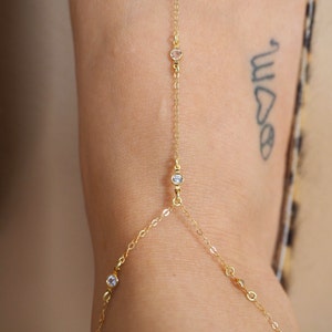 14k Gold Filled Tiny Swarovski Crystals Foot Piece Anklet - Etsy