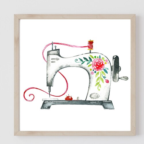 Floral Sewing Machine Printable Sewing Print Craft Room - Etsy