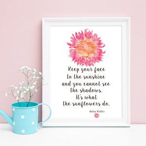 Sunflower Printable Inspirational Helen Keller Quote 4x6 5x7 8x10 11x14 ...