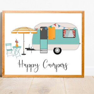 Happy Campers Printable Wall Art Set 5x7 8x10 11x14 16x20 Happy Camper ...