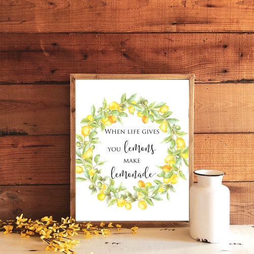 Lemon Decor PRINTABLE Lemonade Sign When Life Gives You Lemons - Etsy