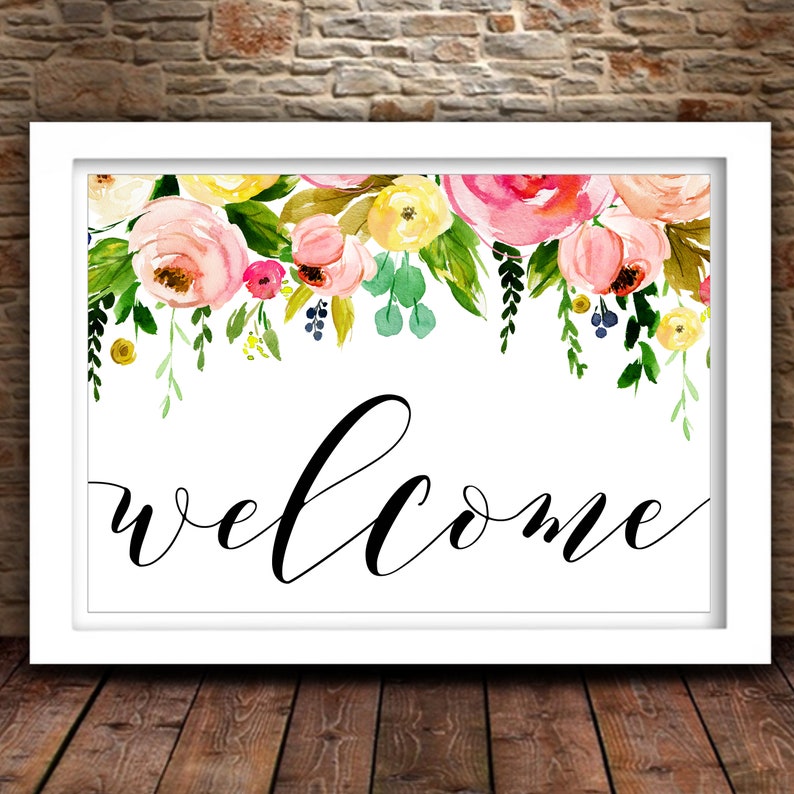 Welcome Printable Flower Print 5x7 8x10 11x14 16x20 24x36 - Etsy