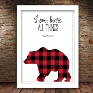 Love Bears All Things Bible Verse Printable Woodland Decor 5x7 - Etsy